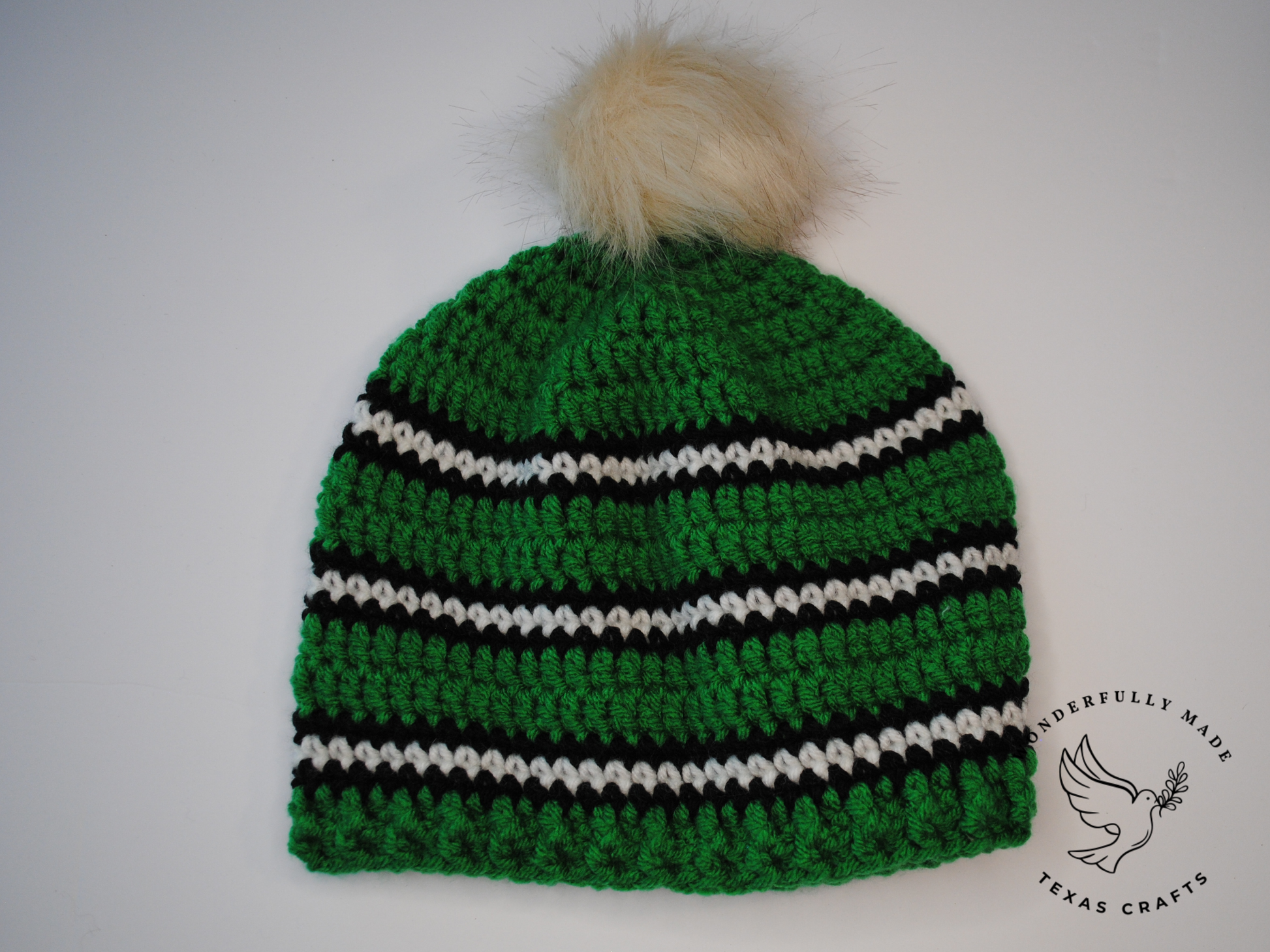 Asher Beanie - Green with Black – Wonderfully Made Texas Crafts