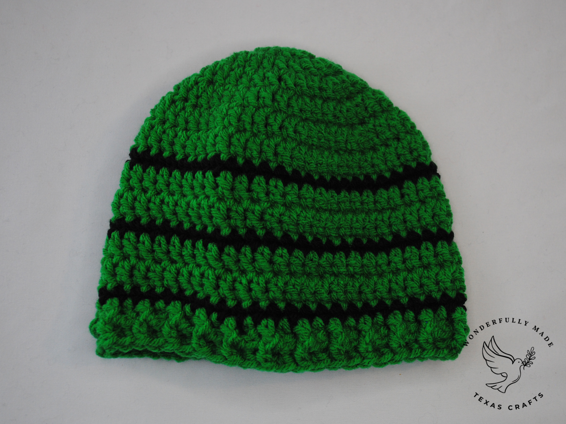 Asher Beanie - Green with Black – Wonderfully Made Texas Crafts