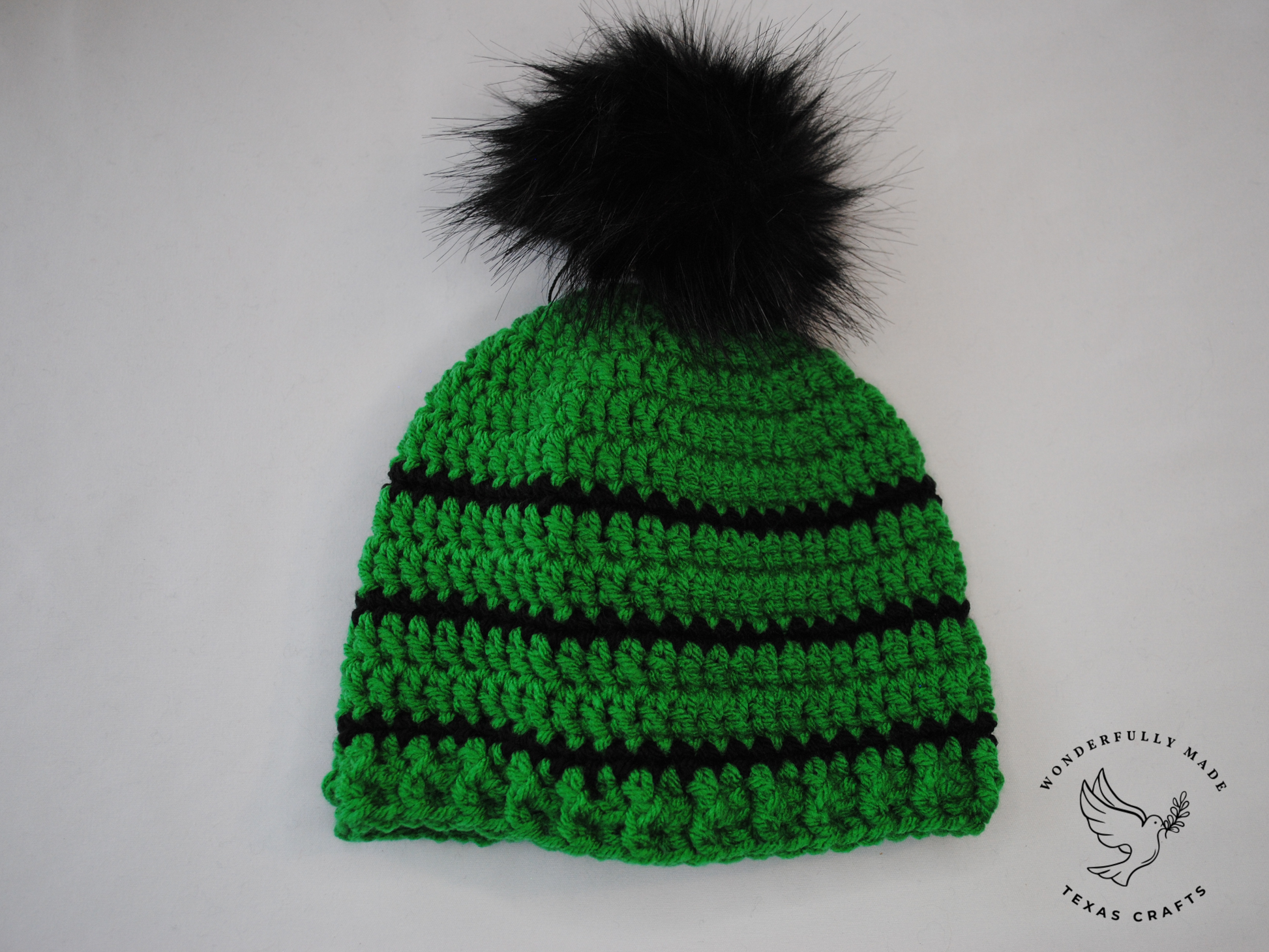 Asher Beanie - Green with Black – Wonderfully Made Texas Crafts